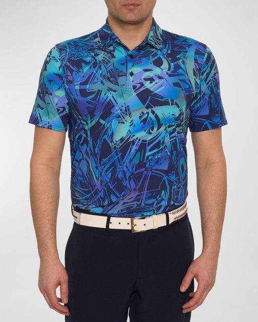 Robert Graham Messina Laser Knit Polo Shirt in Blue for Men | Lyst