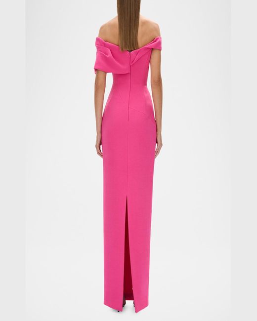 Rachel Gilbert Melody Draped Off-The-Shoulder Column Gown in Pink | Lyst
