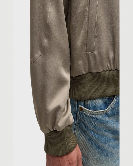 Saint Laurent Satin Teddy Jacket in Natural for Men | Lyst