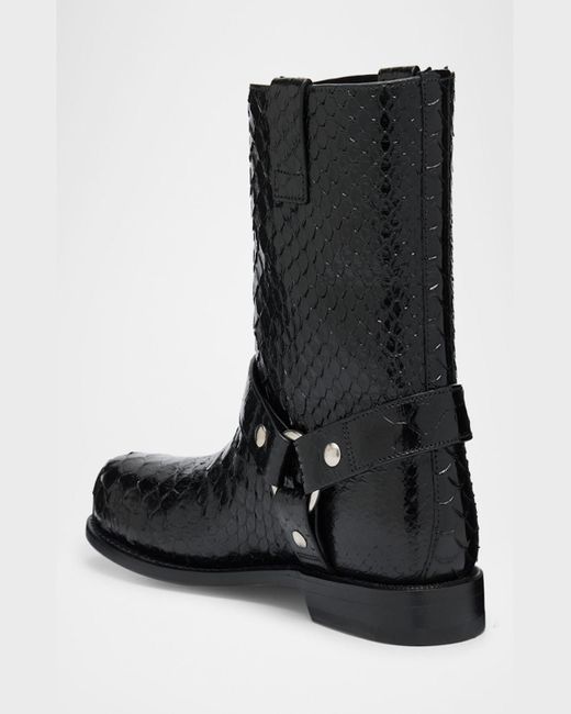 Loewe Campo Python Harness Biker Booties in Black | Lyst