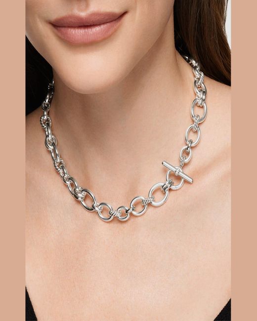 David Yurman Dy Mercer Chain Necklace With Diamonds in Metallic | Lyst