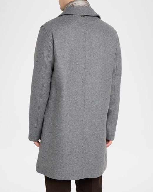 Herno Apos;S Wool Car Coat With Bib in Gray for Men | Lyst