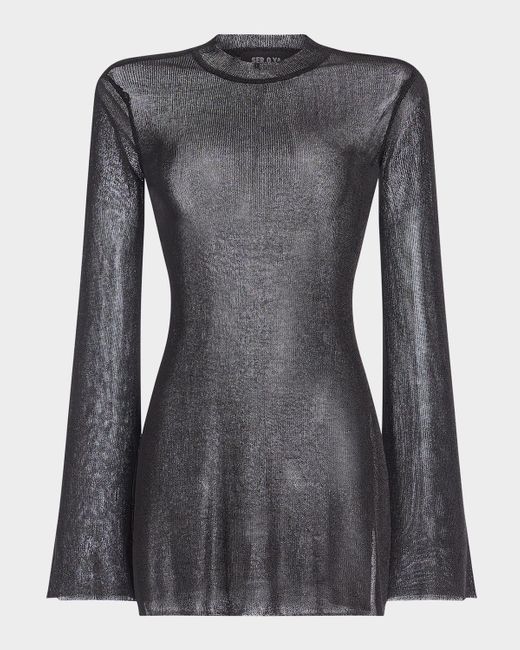 SER.O.YA Ines Longline Metallic Knit Top in Black | Lyst