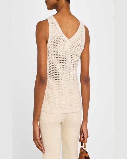 TSE Sequin Open-Knit Tank in Natural | Lyst