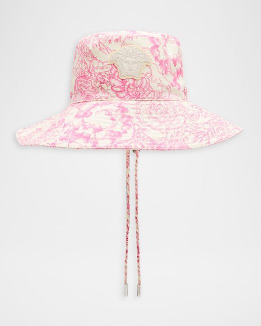 Versace Underwater Baroque Cotton Drill Bucket Hat in Pink | Lyst