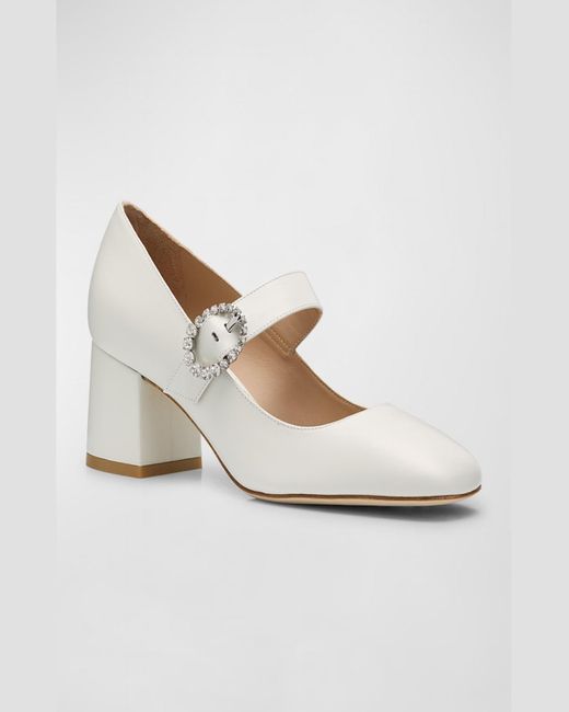 Stuart Weitzman Sloane Calfskin Mary Jane Pumps in White | Lyst