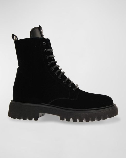 John Galliano Lug Sole Velvet Combat Boots In Black For Men Lyst