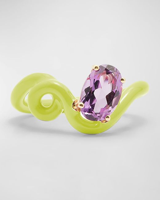 Bea Bongiasca Enamel Amethyst Vine Ring in Gray | Lyst