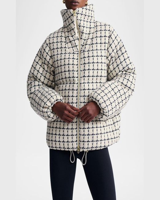 Varley Eugene Check Short Puffer Jacket in Gray | Lyst