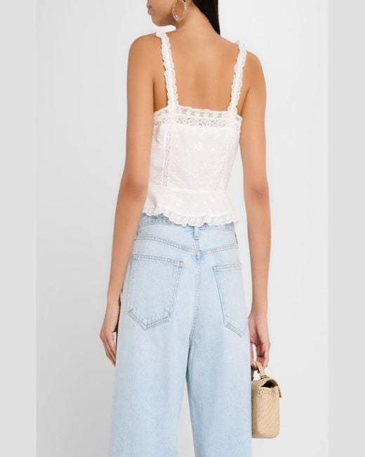 LoveShackFancy Vietta Lace-Trim Cami in Natural | Lyst