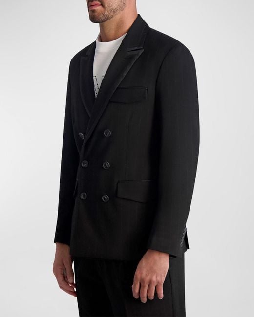 Karl Lagerfeld Double-breasted Pinstripe Blazer in Black for Men | Lyst
