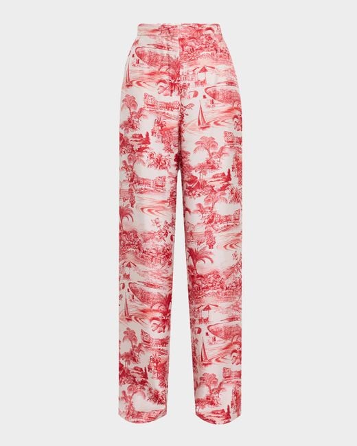 Max Mara Zeus High-Rise Toile Pants in Red | Lyst