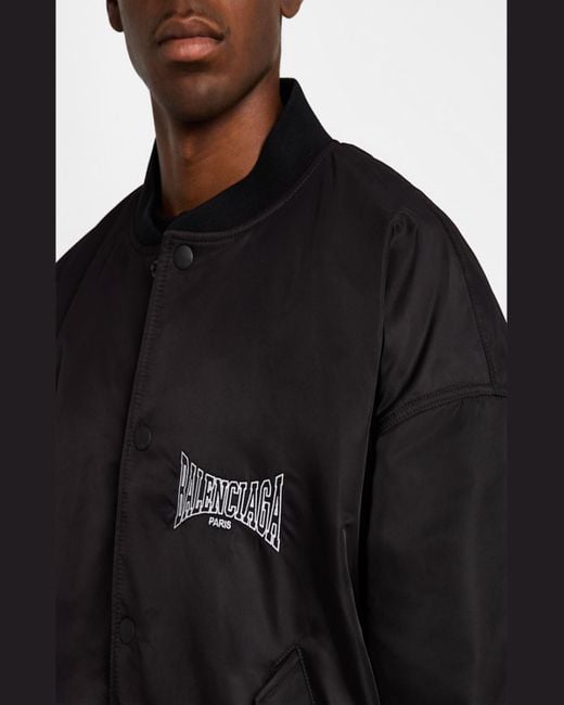 Balenciaga Embroidered Varsity Jacket in Black for Men | Lyst