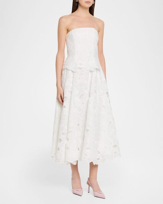 As It May Isla Cutout Floral-Embroidered Midi Dress in White | Lyst
