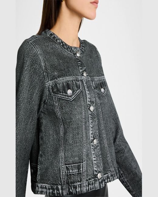 Rag & Bone Cora Collarless Denim Jacket in Black | Lyst