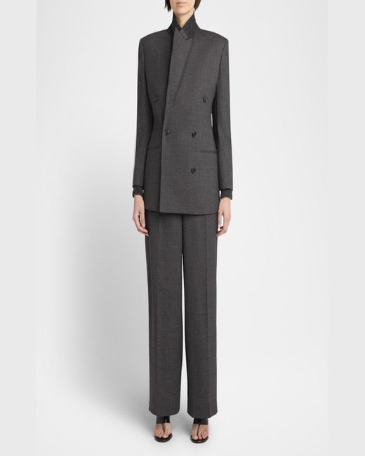 The Row Franny Double-Breasted Wool Jacket in Black | Lyst