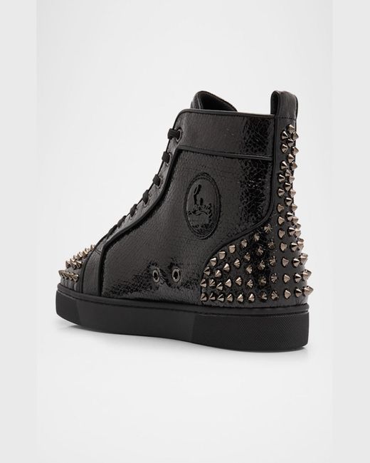 Christian Louboutin Lou Spikes 2 Leather High-Top Sneakers in Black for ...