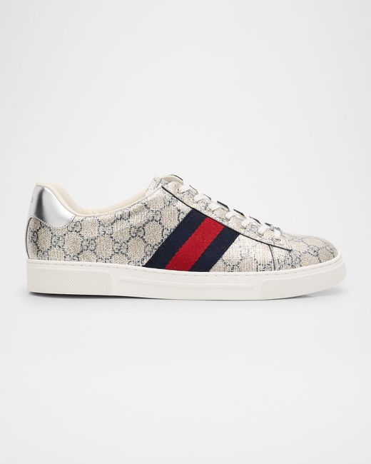 Gucci Shiny Gg Supreme Ace Sneakers in White for Men | Lyst