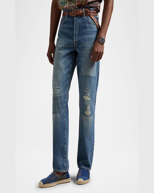 Polo Ralph Lauren Heritage Straight-Leg Distressed Jeans in Blue for ...