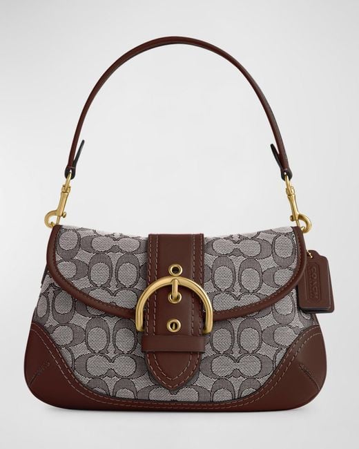 COACH Soho Signature Jacquard Shoulder Bag in Brown | Lyst