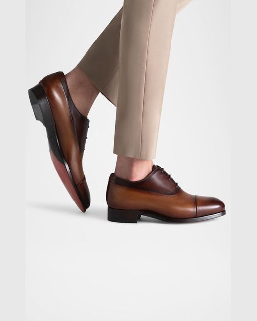 Magnanni Duke Leather Cap-Toe Derby Shoes in Brown for Men | Lyst