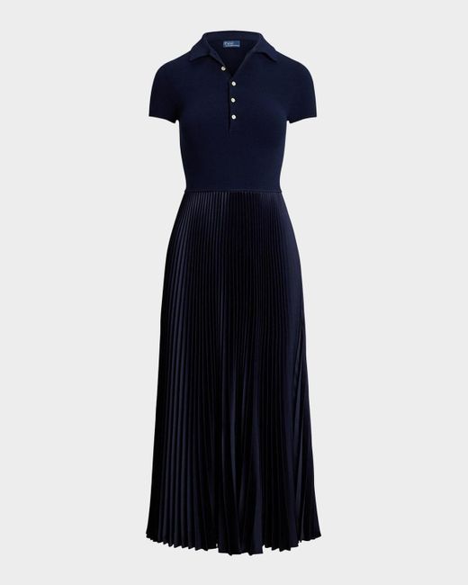 Polo Ralph Lauren Polo Sweater-Bodice Dress in Blue | Lyst