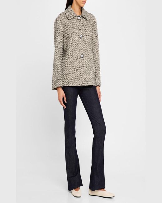 Max Mara Pier Tweed-Knit Short Jacket in Brown | Lyst