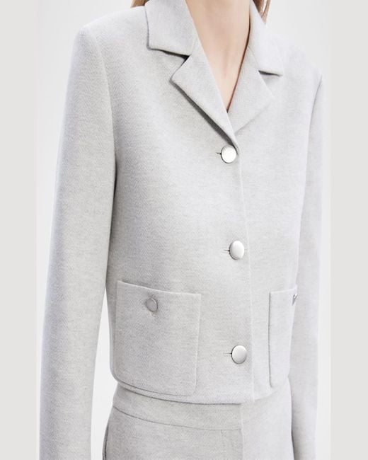 Theory Boxy Cropped Patch Pocket Jacket in Gray | Lyst