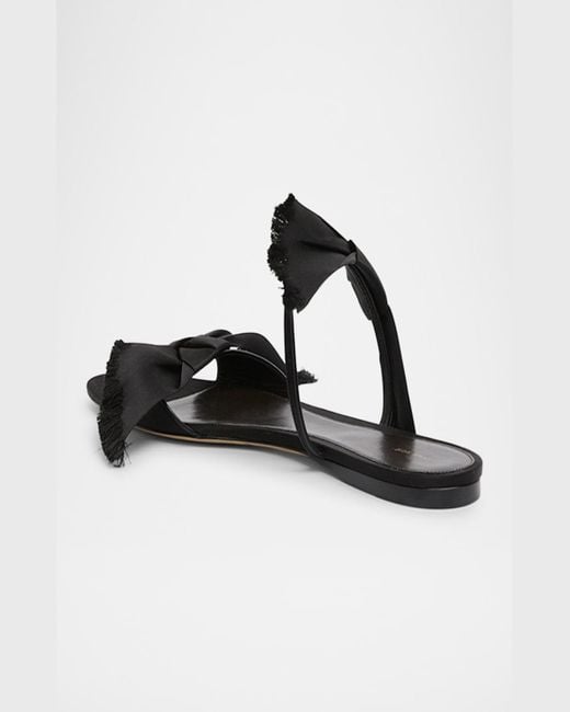 The Row Vika Silk Knot Flat Slide Sandals in Black | Lyst