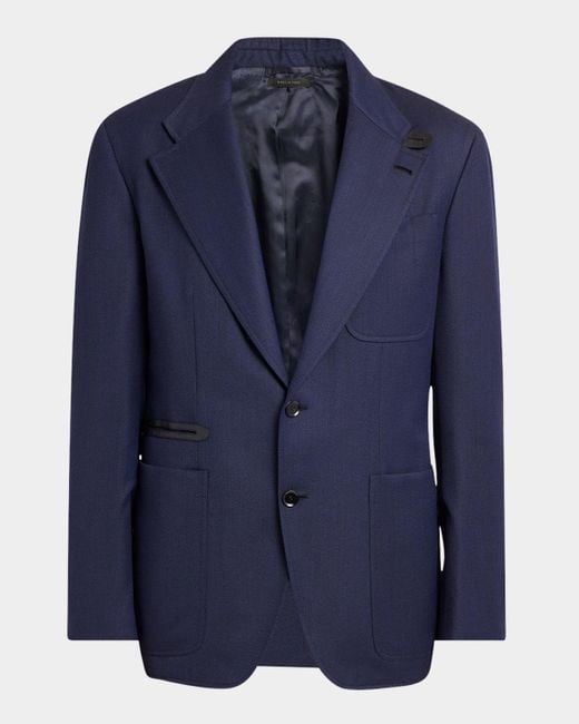 Brioni Wool Single-Breasted Travel Sport Coat in Blue for Men | Lyst