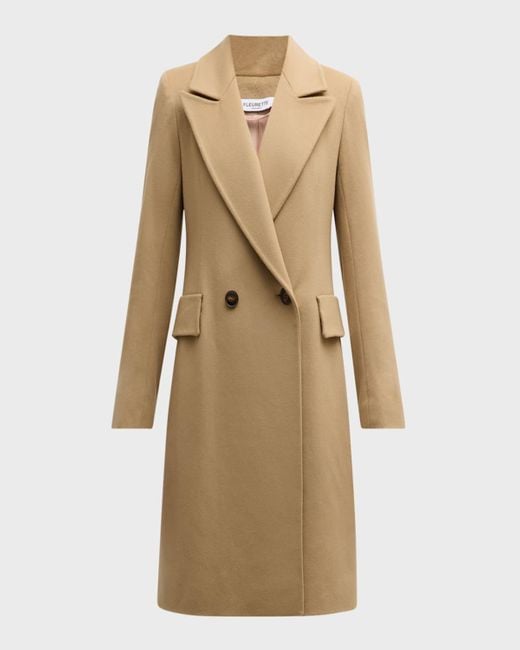Fleurette Cami Double-Breasted Short Wool Coat in Natural | Lyst