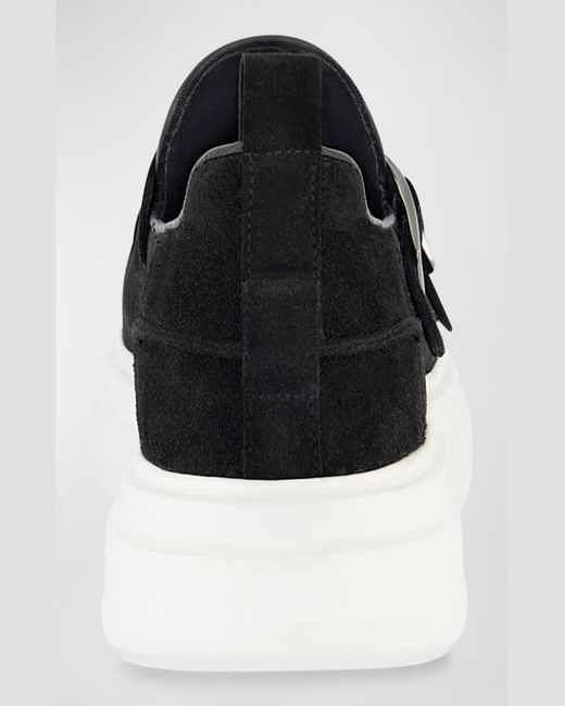 Karl Lagerfeld Sneaker-Sole Suede Double-Monk Loafers in Black for Men ...