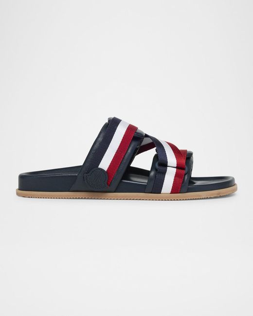 Moncler Mon Summer Slide Sandals in Blue for Men | Lyst