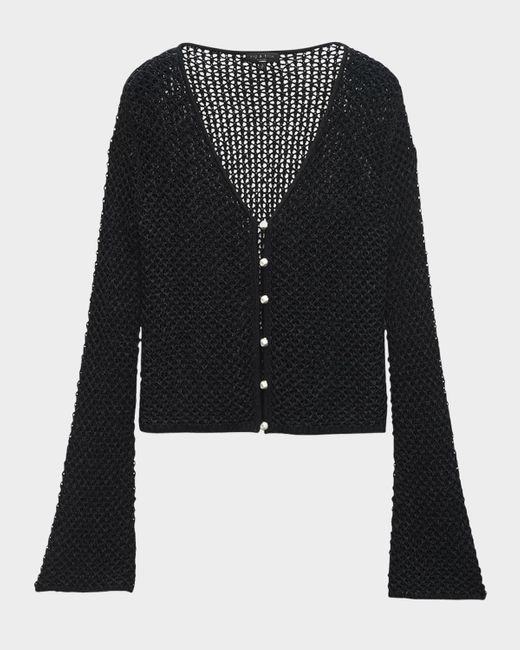 Rag & Bone Ellie Open-Knit V-Neck Cardigan in Black | Lyst