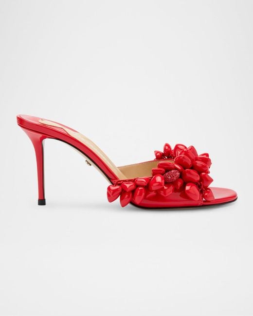 Mach & Mach Puffy Hearts Patent Leather Mules in Red | Lyst