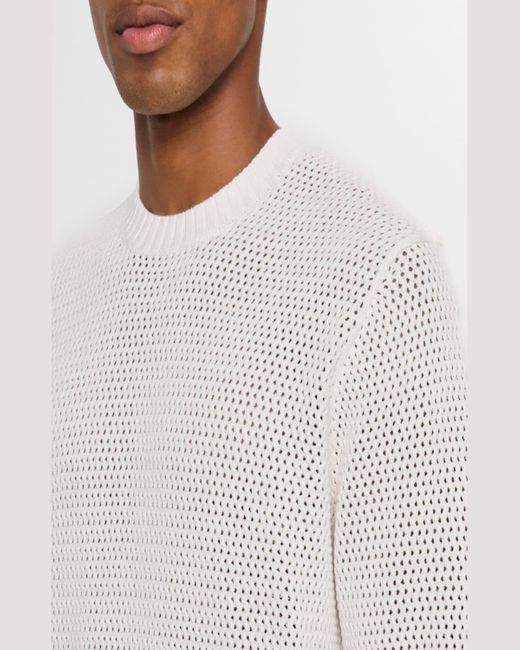 Vince Cotton-Cashmere Mesh Sweater in Natural for Men | Lyst