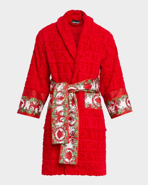 Versace I Heart Baroque Holiday Bathrobe in Red for Men | Lyst