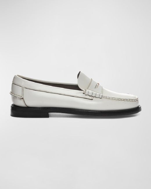 Sebago Dan Leather Penny Loafers in White | Lyst