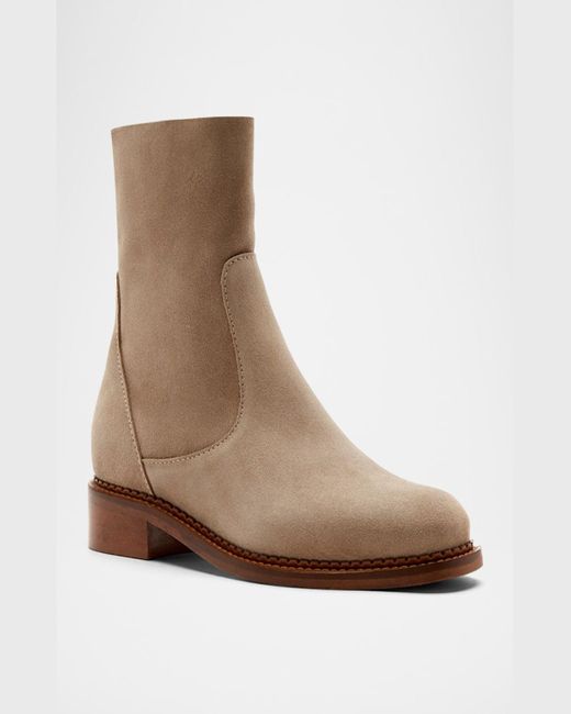 La Canadienne Silvie Suede Classic Ankle Booties in Brown | Lyst