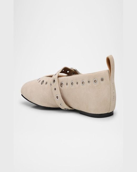 Rag & Bone Spire Suede Mary Jane Ballerina Flats in White | Lyst