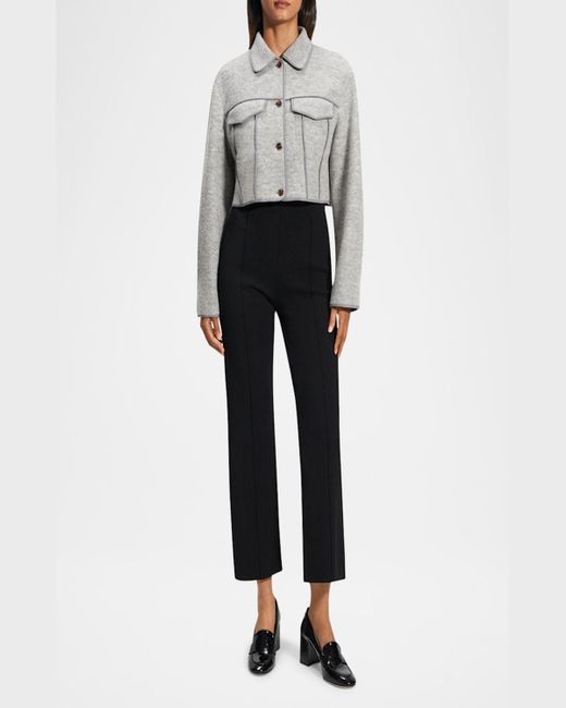 Theory Crop Boucle Trucker Jacket in Blue | Lyst