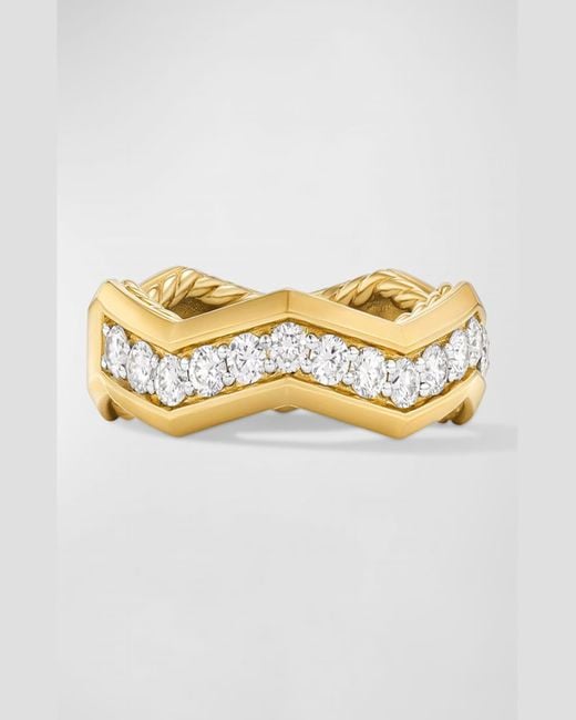 David Yurman Zig Zag Stax Ring With Diamonds in Metallic | Lyst