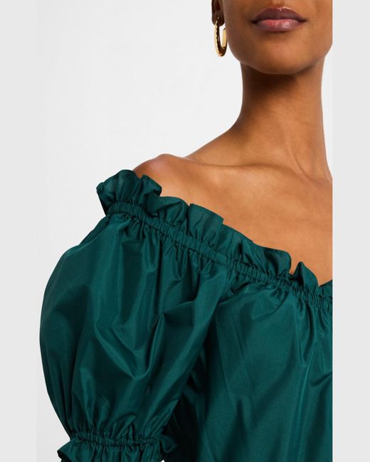 LoveShackFancy Estine Taffeta Mini Dress in Green | Lyst