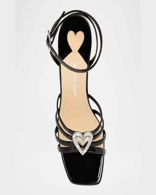 Mach & Mach Double Heart Patent Wedge Sandals in Metallic | Lyst