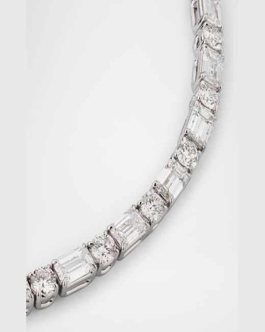 Neiman Marcus Platinum East-West Emerald-Cut And Round Tennis Bracelet ...