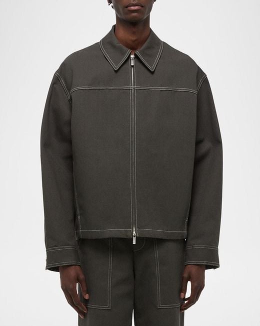 Helmut Lang Apos;S Twill Contrast-Stitch Full-Zip Carpenter Jacket in ...