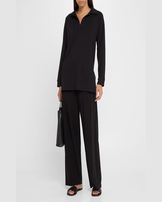 Eileen Fisher Raglan-Sleeve Brushed Terry Top in Black | Lyst