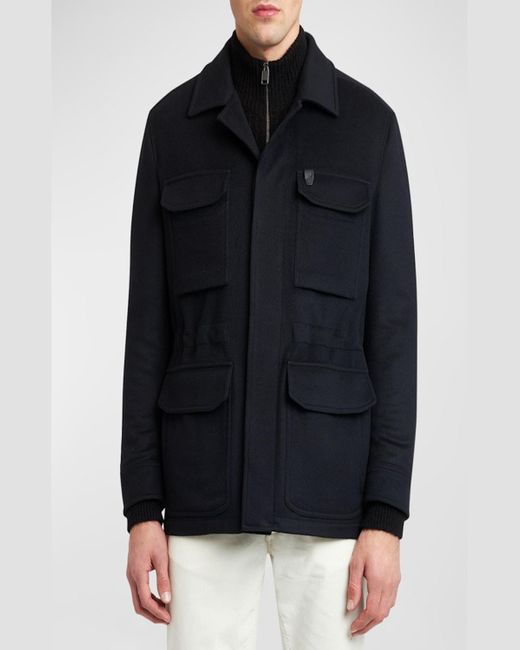 Brioni Sahariana Wool-Cashmere Utility Jacket in Blue for Men | Lyst