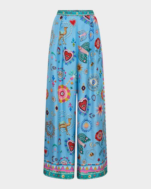 CAMILLA Tuck Front Pants in Blue | Lyst