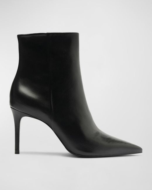 SCHUTZ SHOES Mikki Leather Stiletto Zip Booties in Black | Lyst